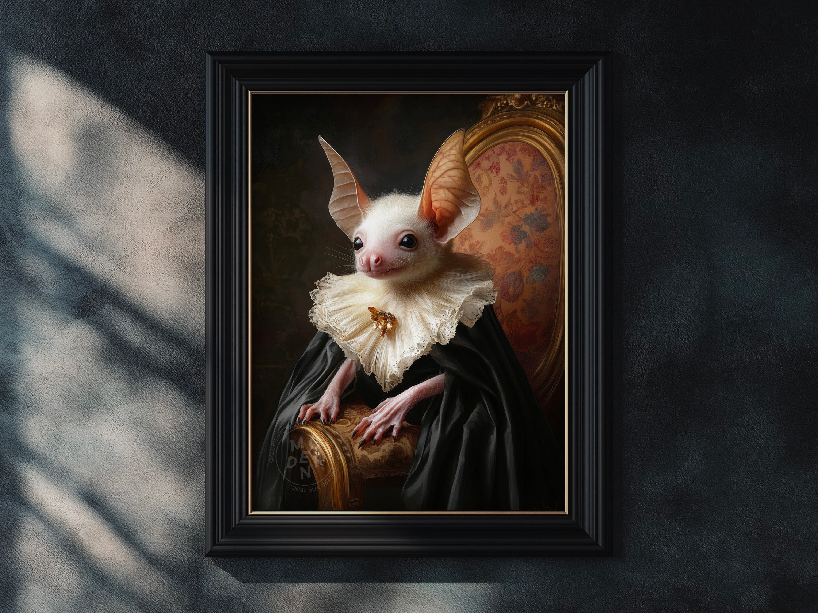 Regal Albino Bat PRINTABLE, Gothic Art, Victorian Deco, Vampire ...