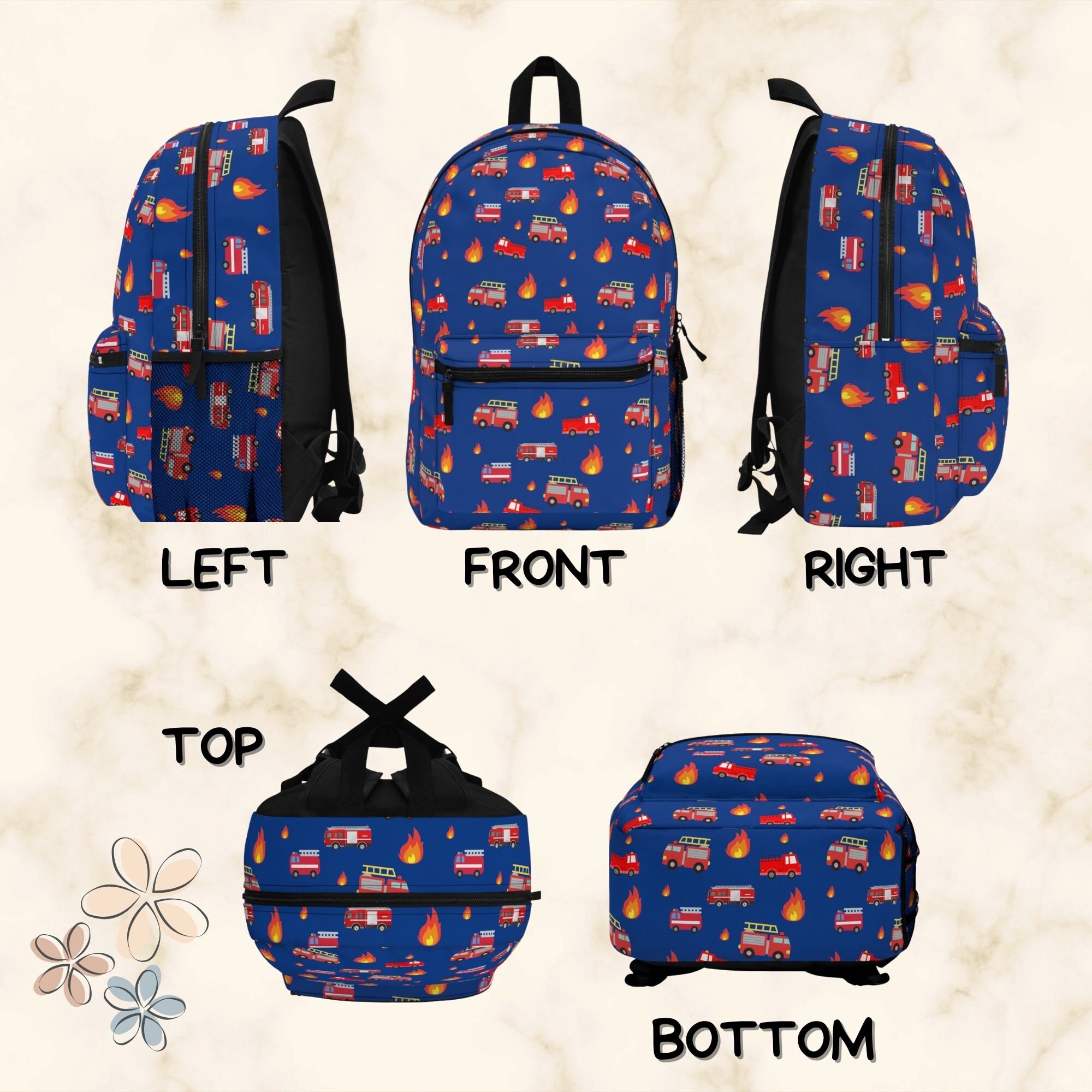 Firetruck Backpack Firefighter Backpack Personalizable, Kids ...