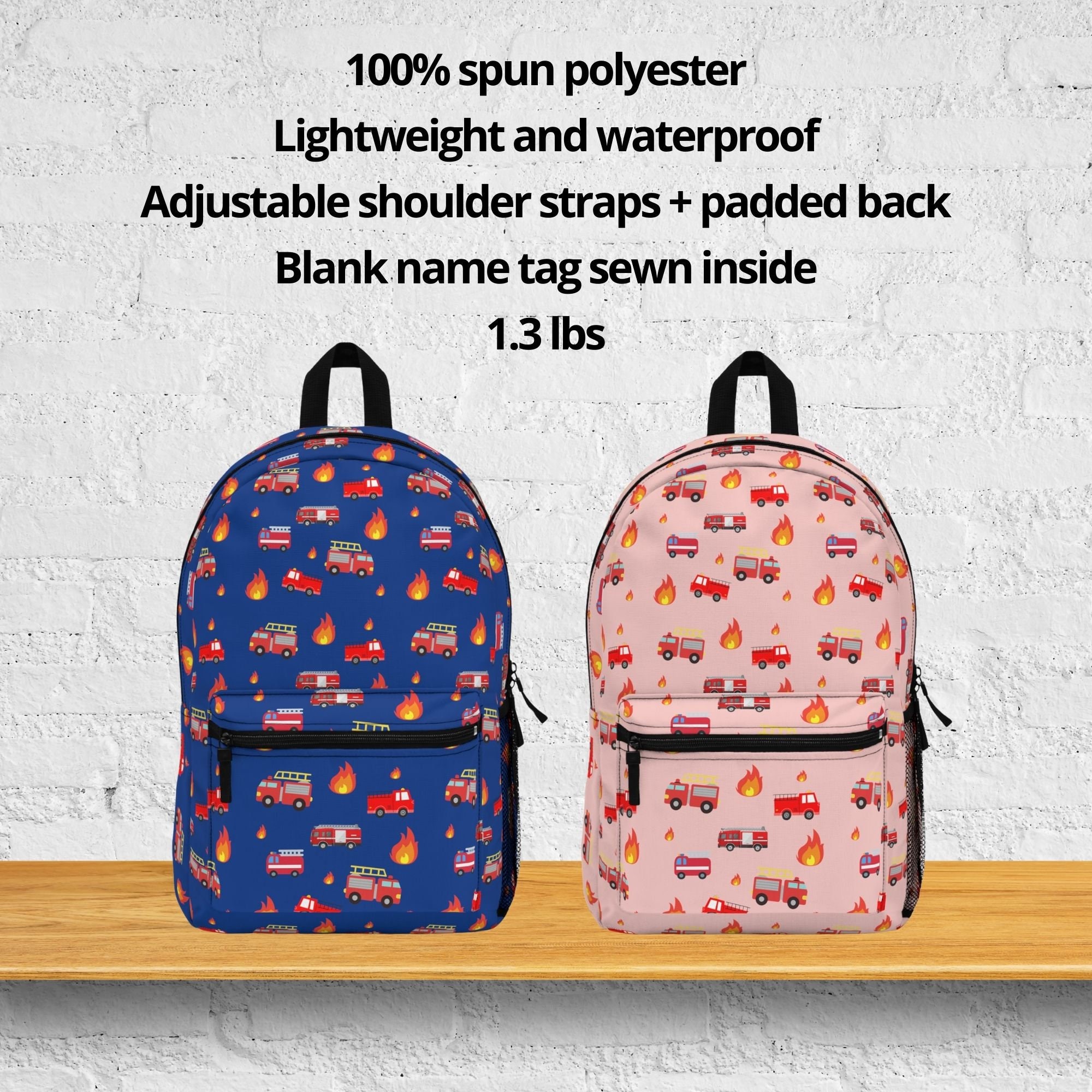 Firetruck Backpack Firefighter Backpack Personalizable, Kids ...