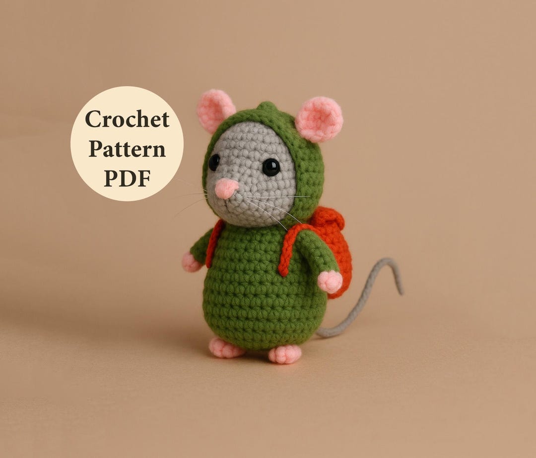 Tiny Hiking Mouse Crochet Pattern PDF – Amigurumi Hiker Mouse DIY Plush ...