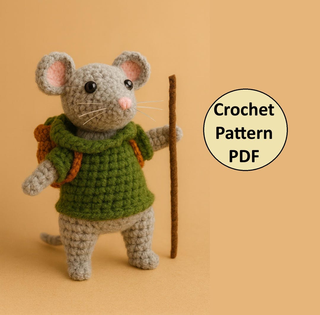 Tiny Explorer Mouse Crochet Pattern PDF – Amigurumi Hiker Mouse With ...