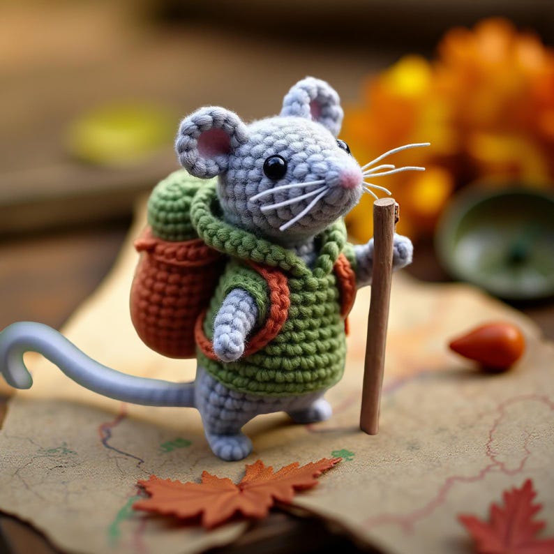 Tiny Explorer Mouse Crochet Pattern PDF – Amigurumi Hiker Mouse With ...