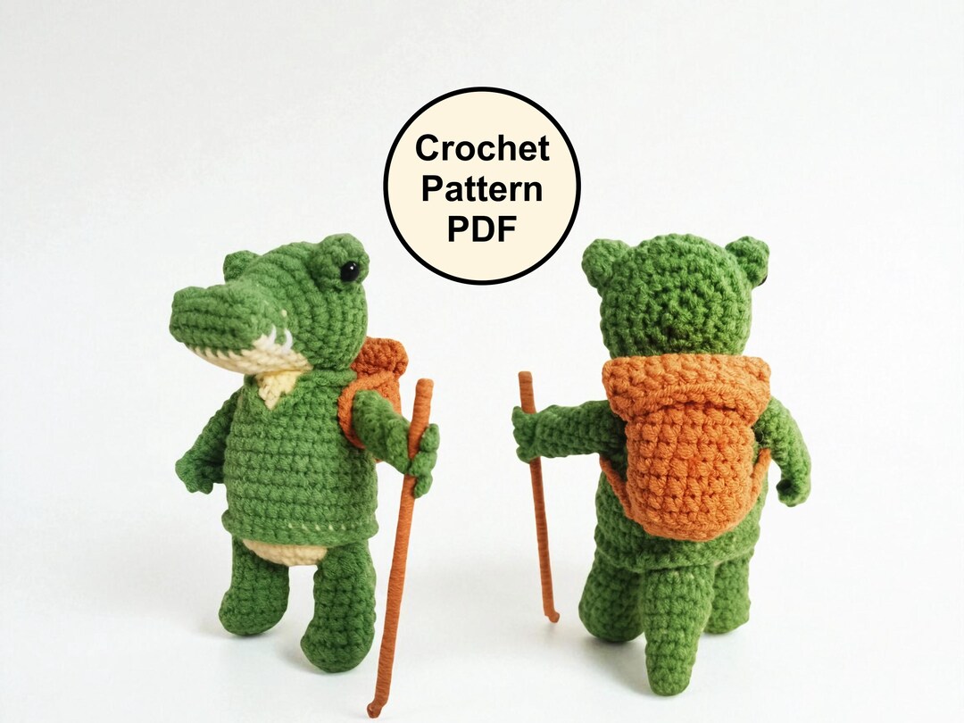 Crochet Crocodile Pattern PDF – Amigurumi Hiking Explorer With Backpack ...