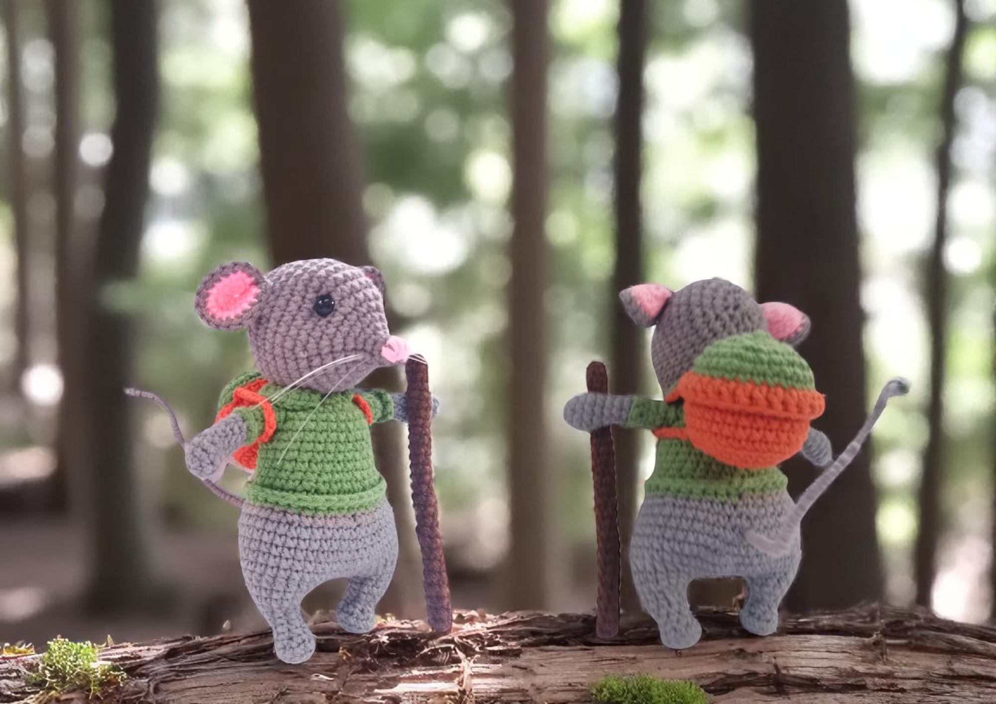 Tiny Explorer Mouse Crochet Pattern PDF – Amigurumi Hiker Mouse With ...