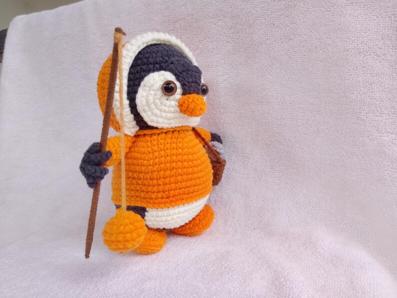 Tiny Fisher Penguin Crochet Pattern PDF – Amigurumi Fishing Penguin ...