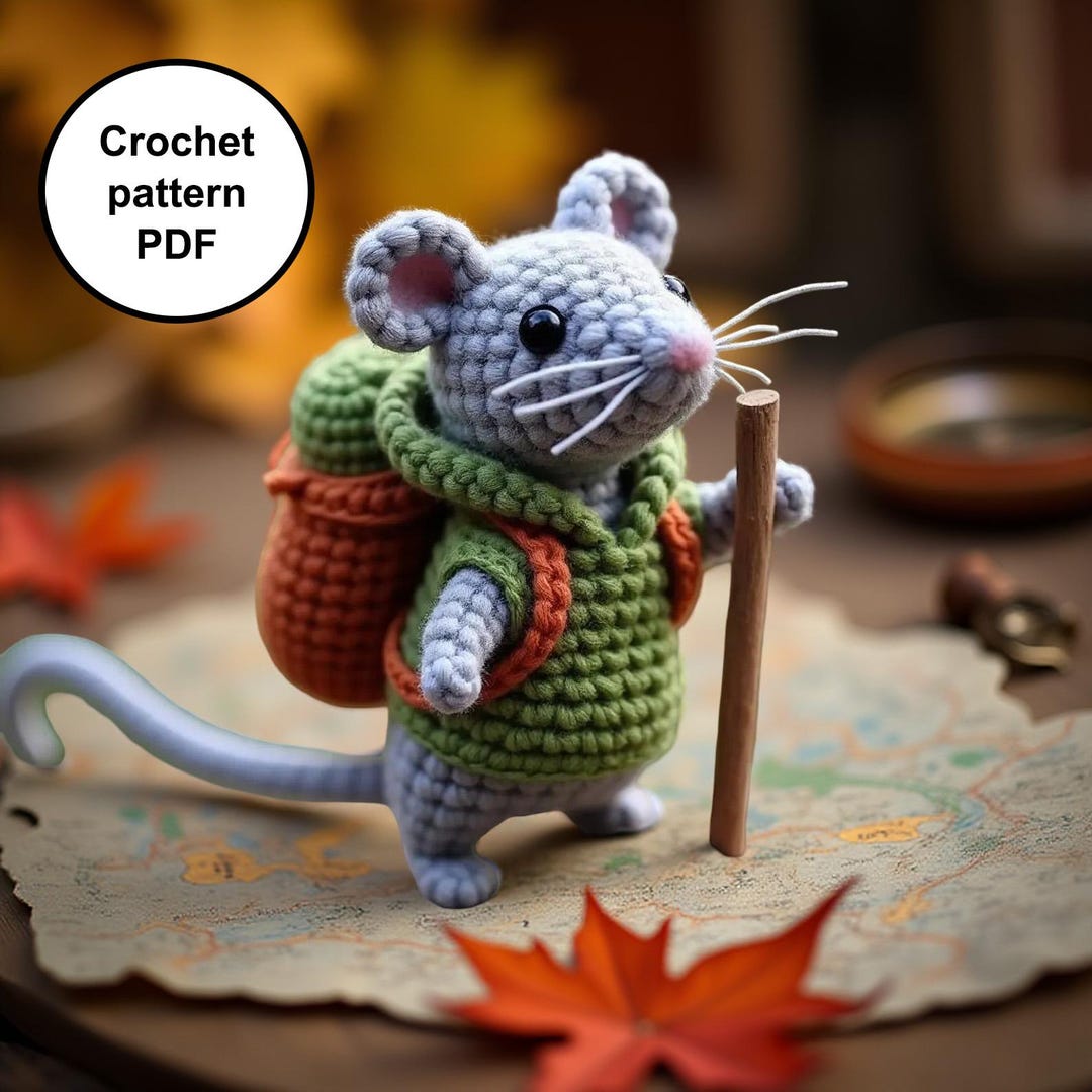 Tiny Explorer Mouse Crochet Pattern PDF – Amigurumi Hiker Mouse With ...