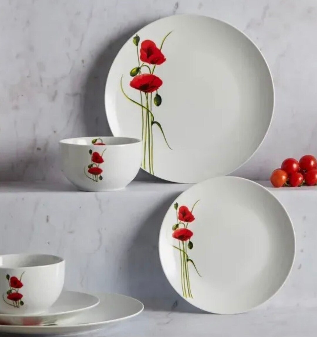 Poppy 12 Piece Dinner Set Poppy for Kitchen and Dining Room - Etsy