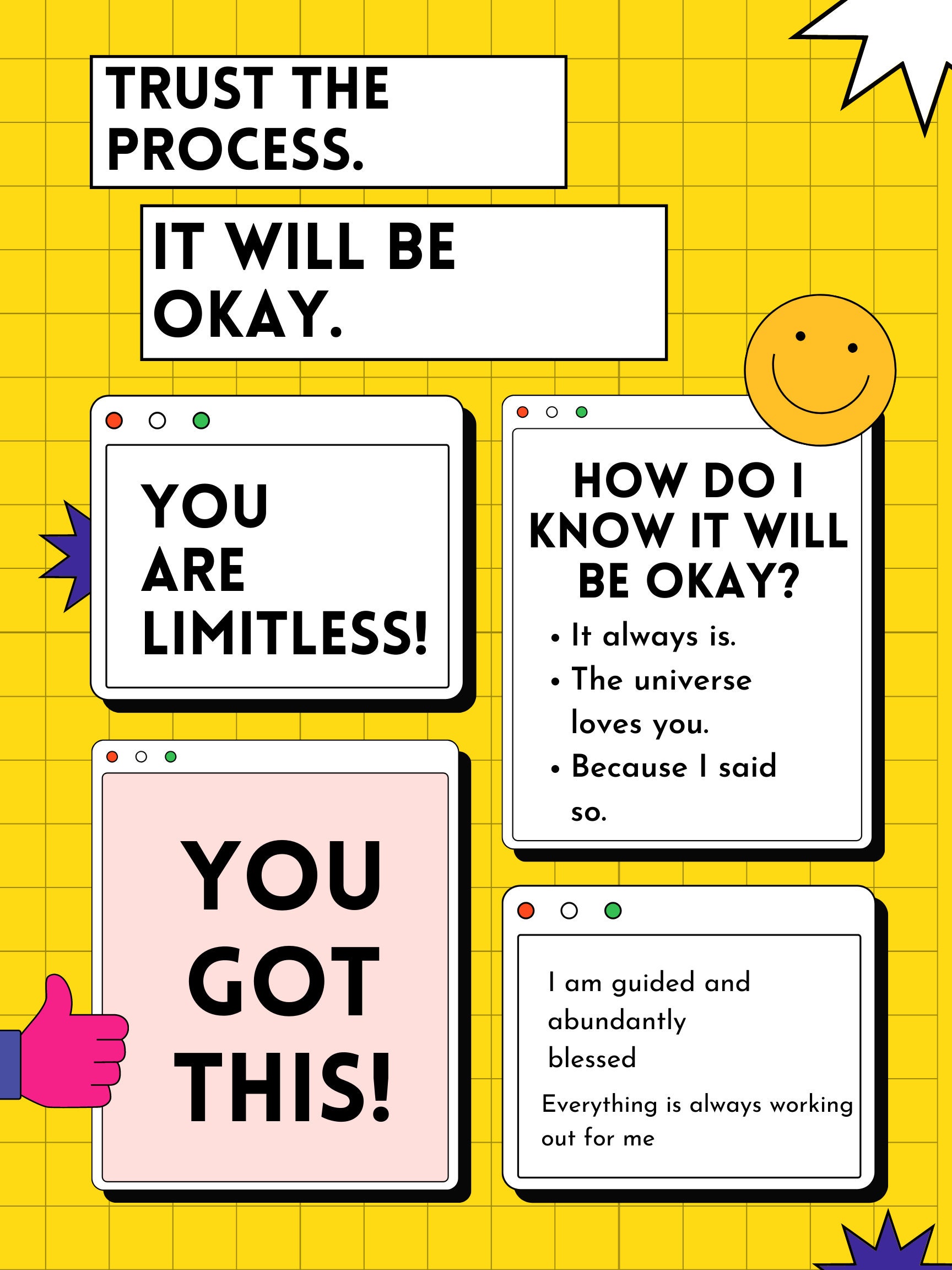 Y2k Motivational Yellow Playful Poster Digital Download - Etsy