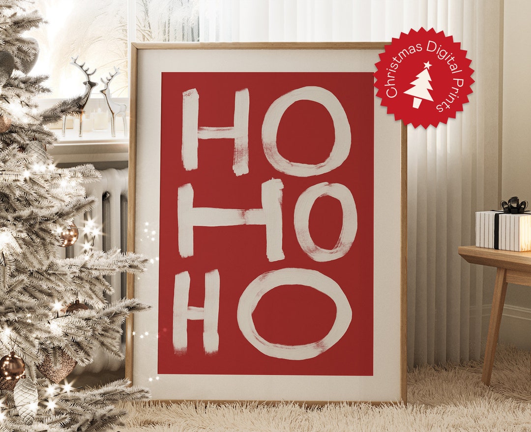 Christmas Ho Ho Ho Poster Festive Print Modern Christmas Wall Art ...