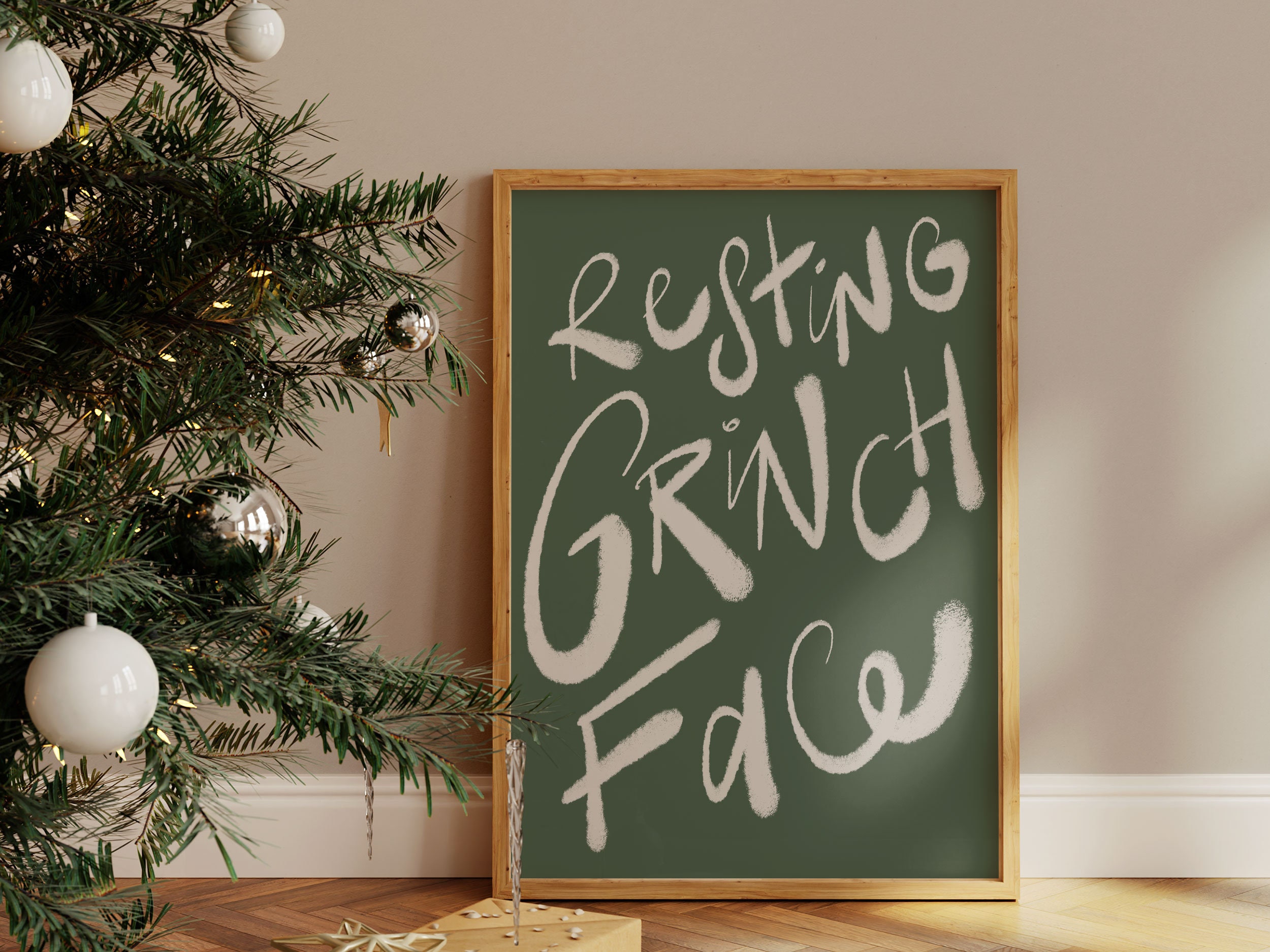 The Grinch Print Resting Grinch Face Christmas Poster Modern Christmas ...
