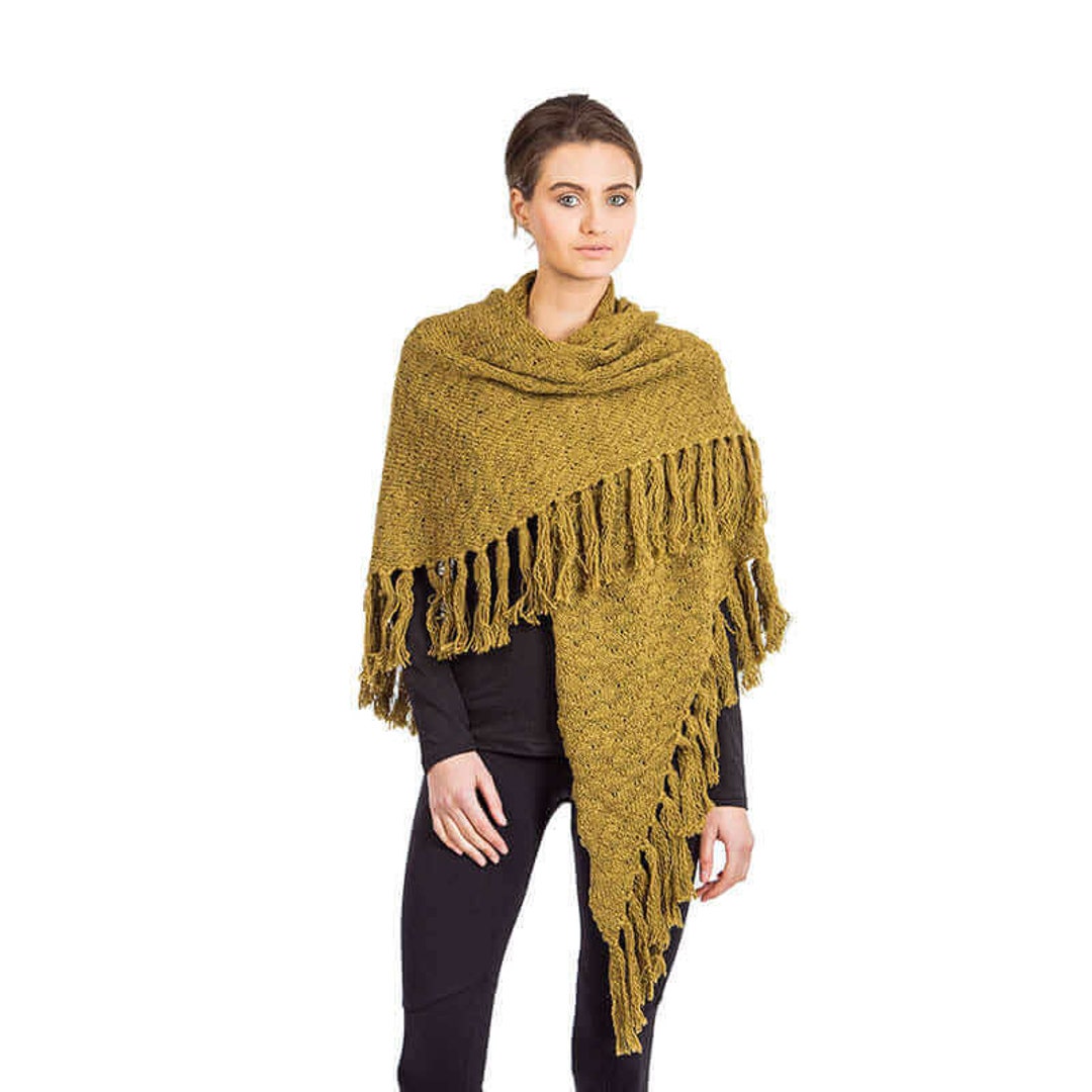 Poncho Shawl Green Olive Triangle Shawl Stylish & Warm - Etsy
