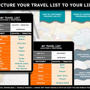 Digital Travel Tracker World Travel Checklist Travel Bucket List World ...