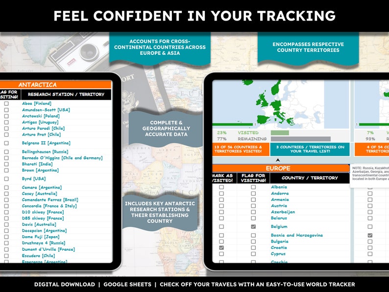 Digital Travel Tracker World Travel Checklist Travel Bucket List World ...