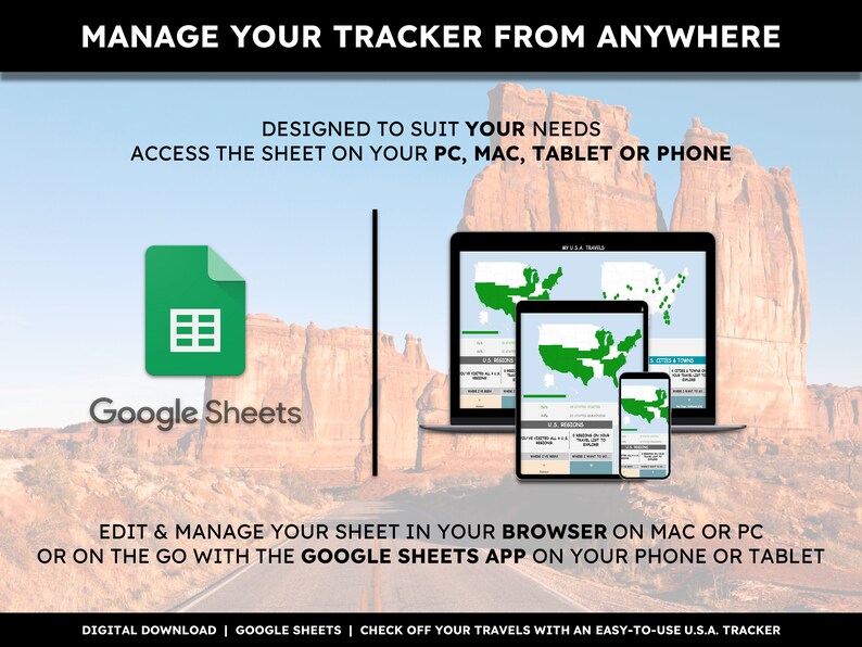 States Visited Google Sheets, USA Map, 50 States, Travel Bucket List ...
