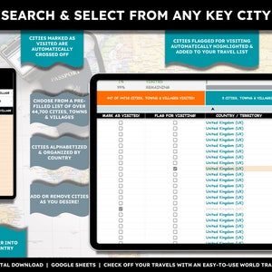 Digital Travel Tracker World Travel Checklist Travel Bucket List World ...