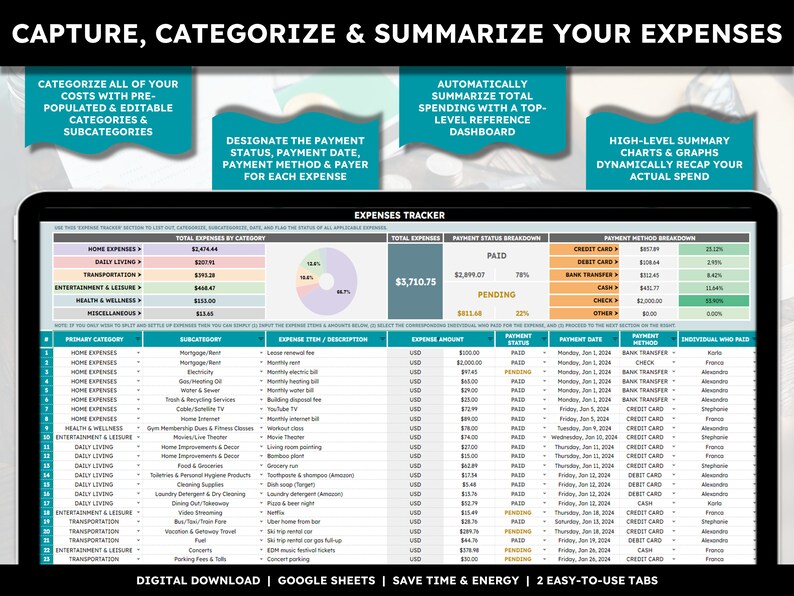 Shared Expenses Tracker Group Expenses Splitter Roommate Couple Friends ...