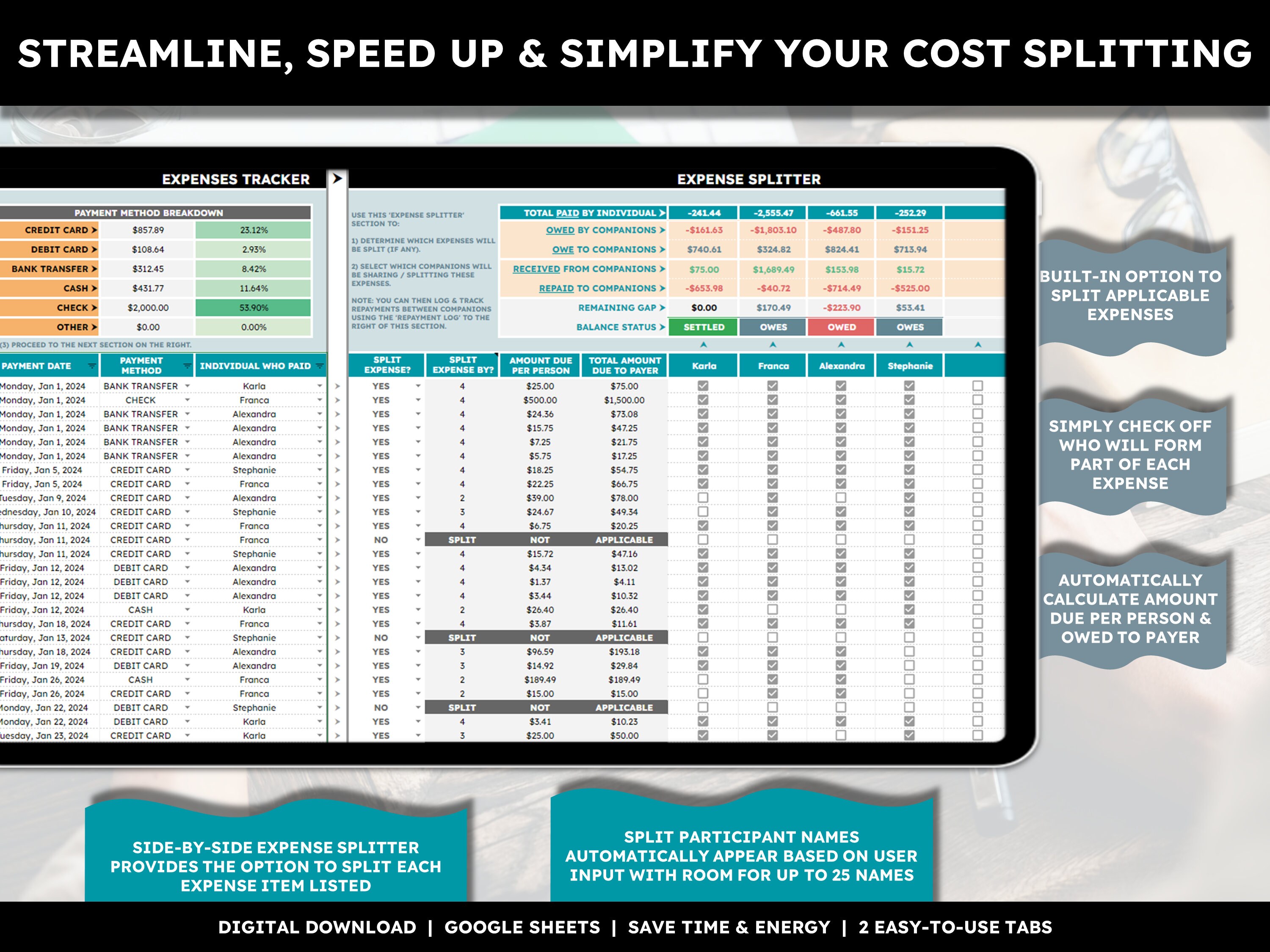 Shared Expenses Tracker Group Expenses Splitter Roommate Couple Friends ...