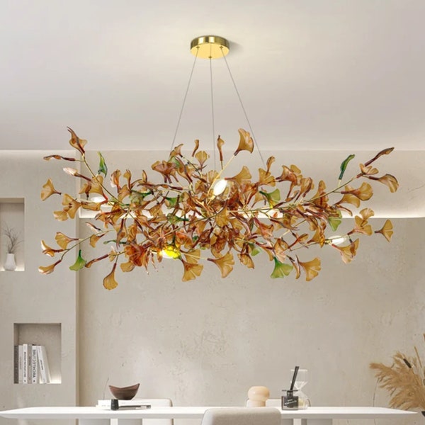Glass Leaf Chandelier Fixture - Etsy
