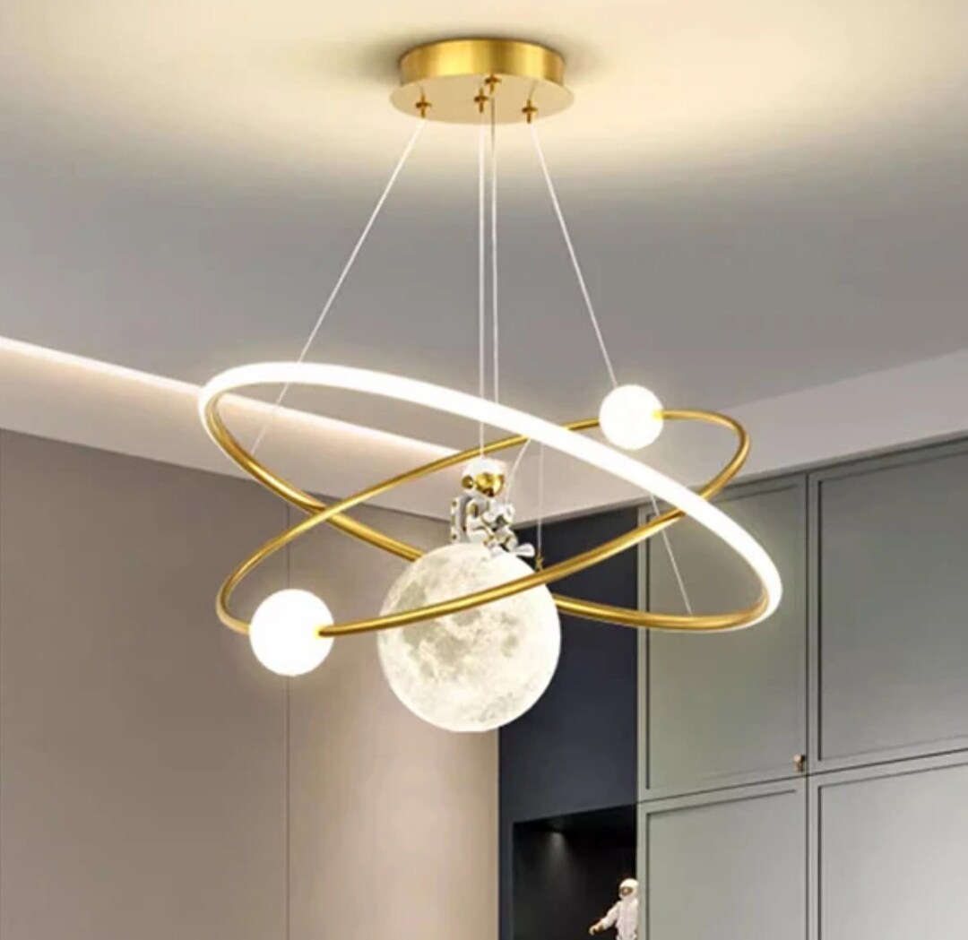 Space Theme LED Pendant Lamp, Bedroom Decor Chandelier, Astronaut ...