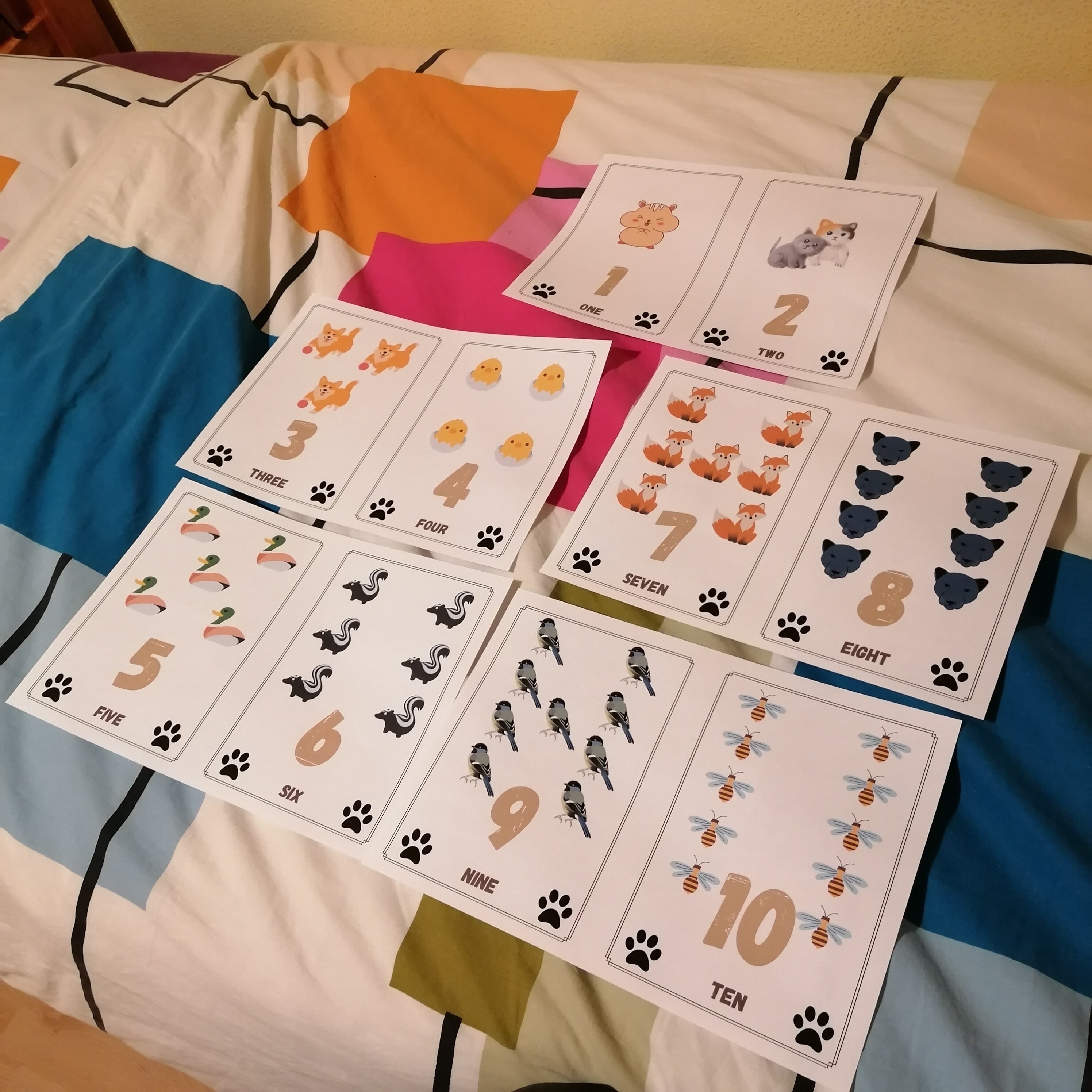 Counting Cute Animals, Flashcards, Number Cards, 1 to 10, Printable ...