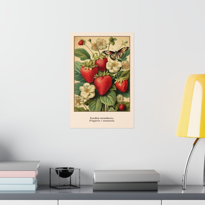 Vintage Strawberry Print, 12" × 18" Vintage Poster Gift, Strawberry ...