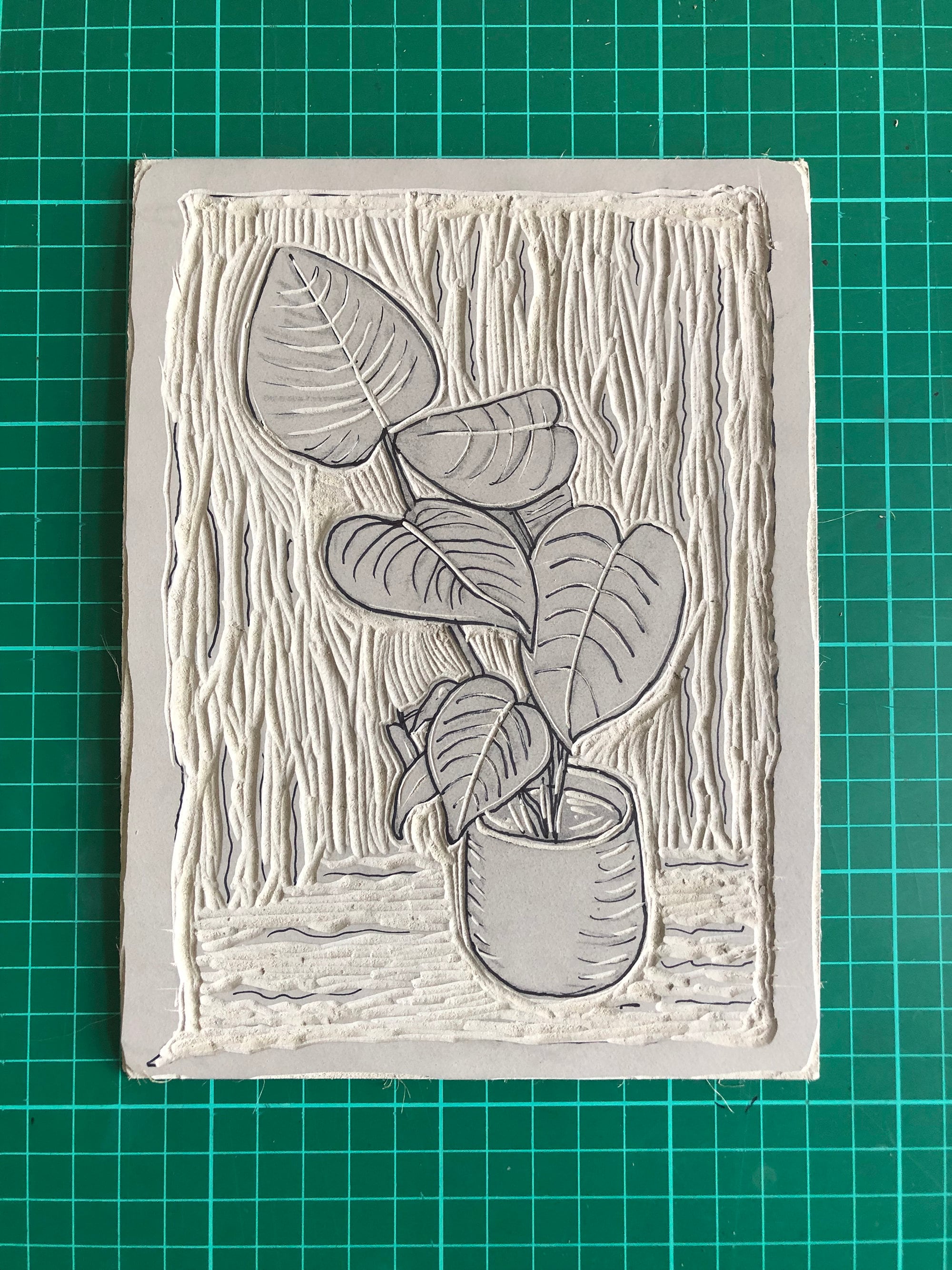 Linocut Print of Monstera Plant - Etsy