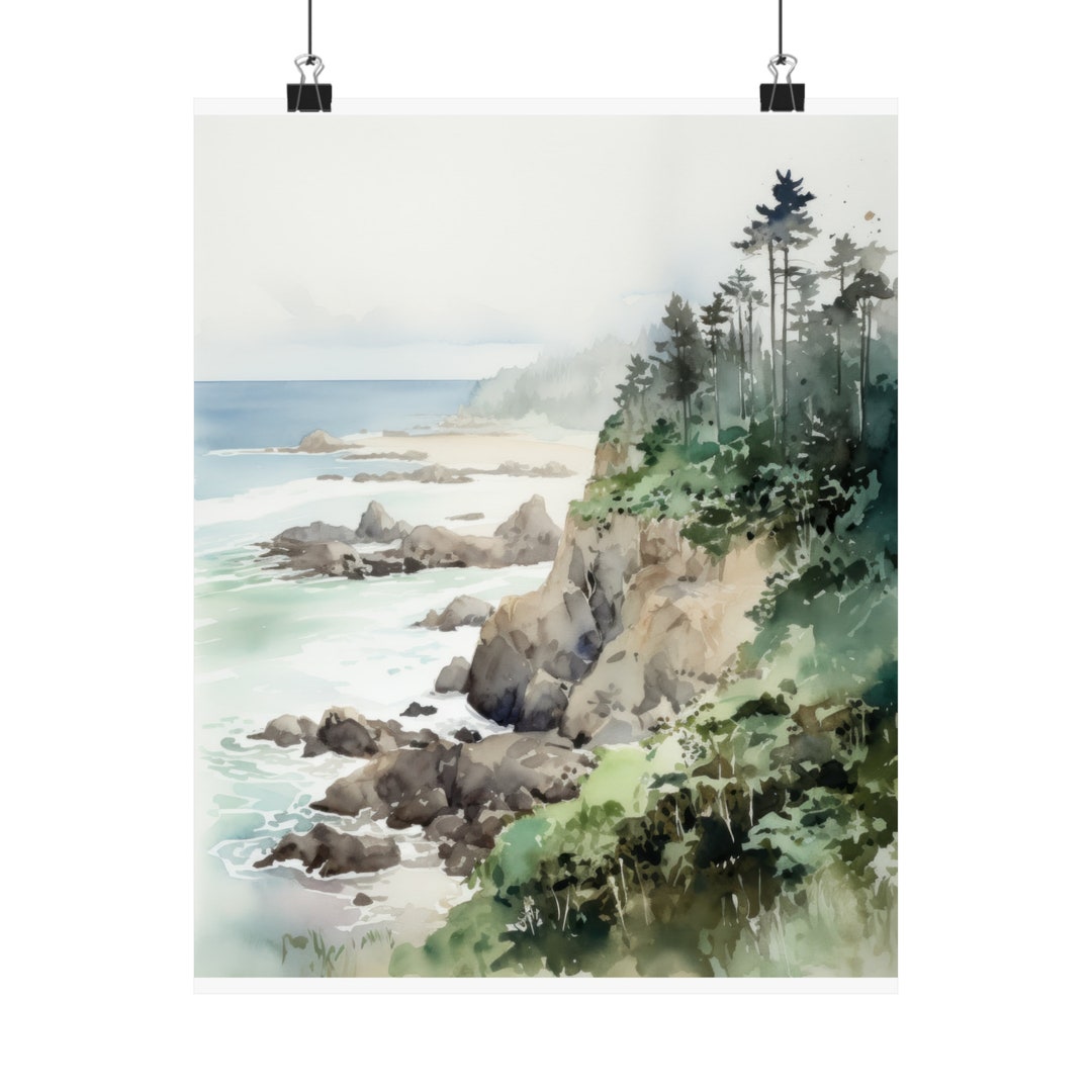 Watercolor Oregon Coast 01 Print - Etsy
