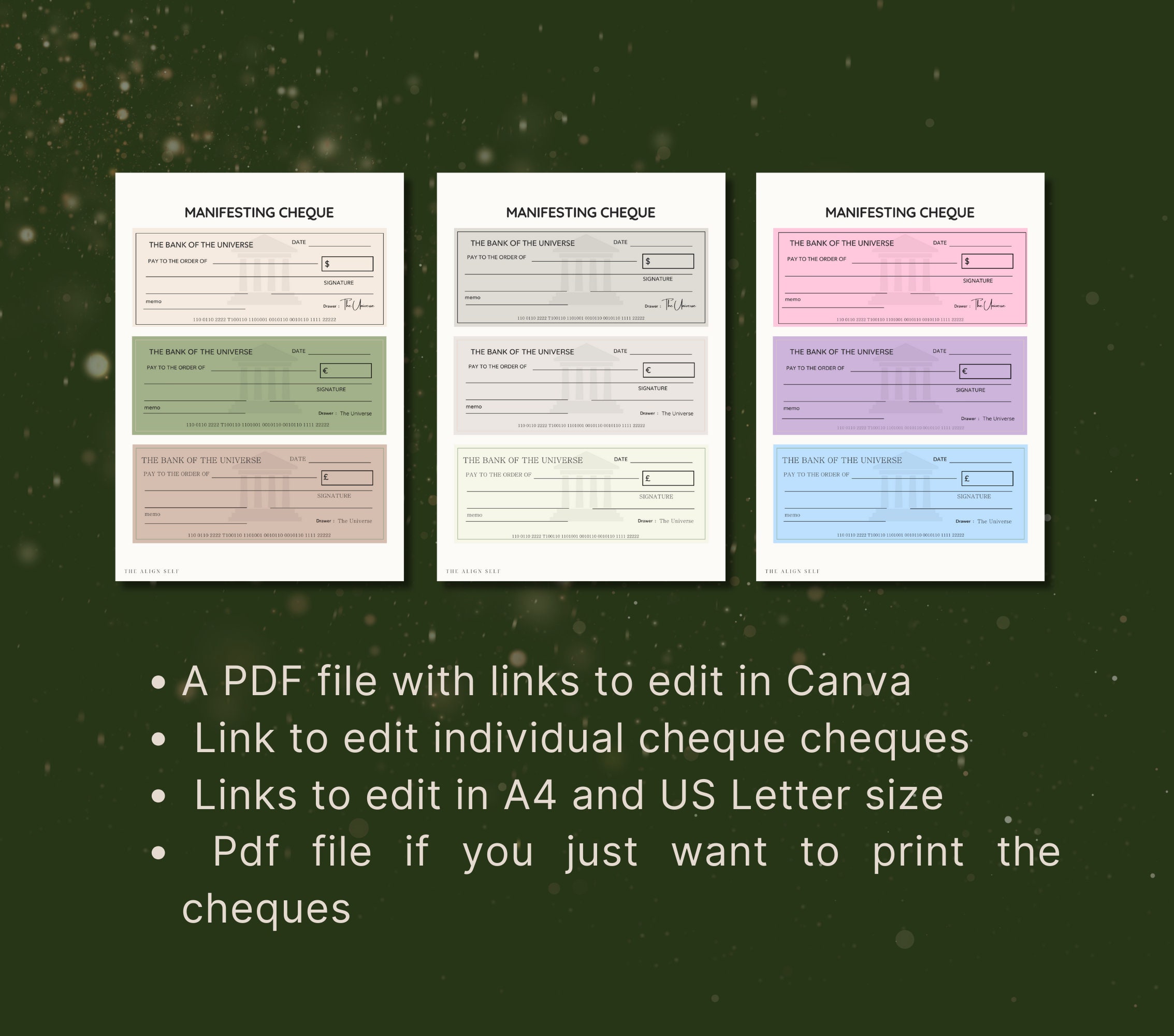 Manifestation Check Canva Template, Prop Money, Manifest Everything You ...