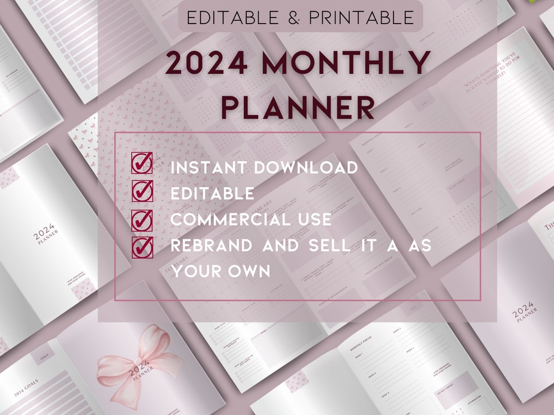 2024 Monthly Planner, Editable Template for Business & Personal Use ...