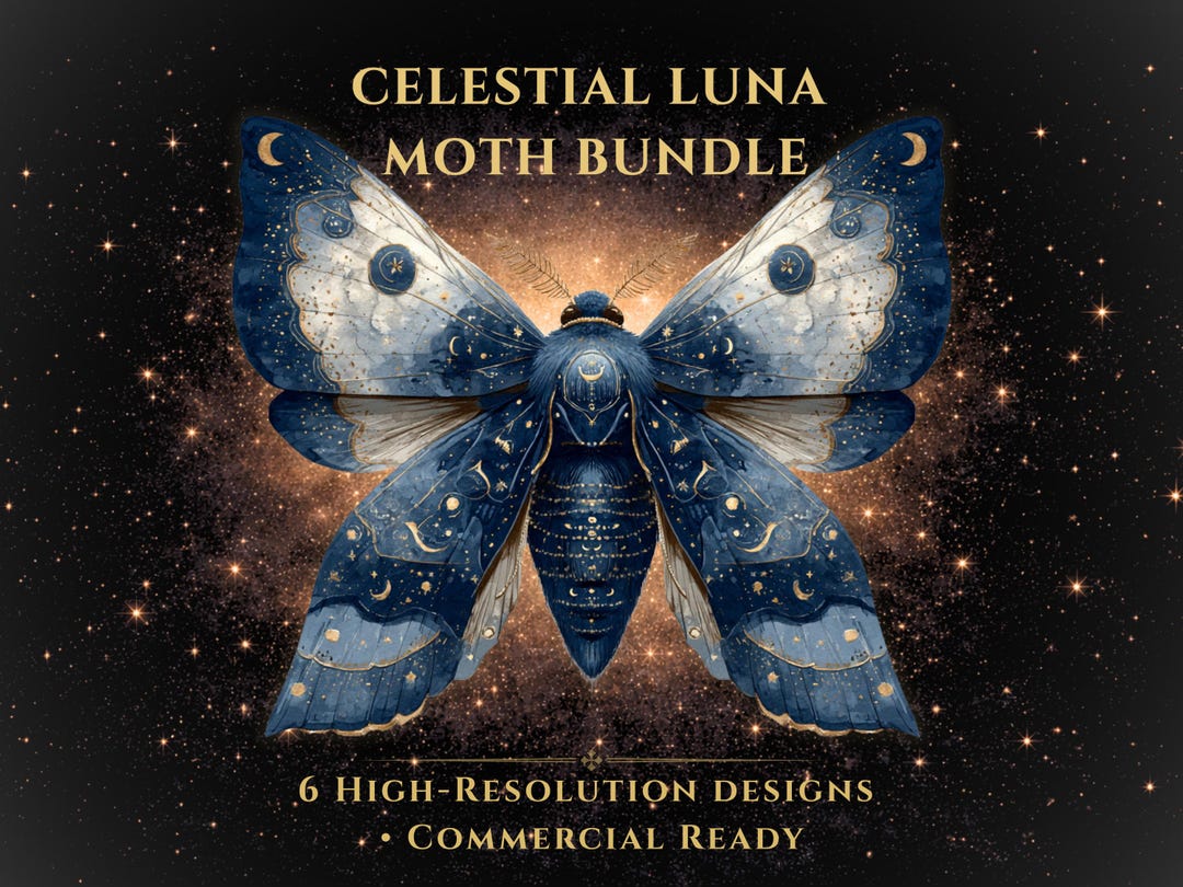 Celestial Luna Moth PNG Bundle | Mythic Lunar Collection - Etsy