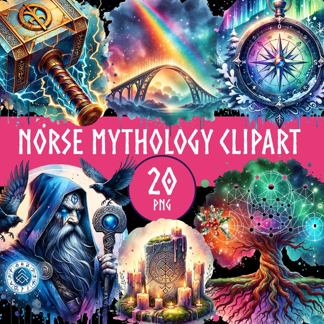 Norse Clipart Bundle: Viking PNG, Thor Hammer, Odin, Valkyrie ...