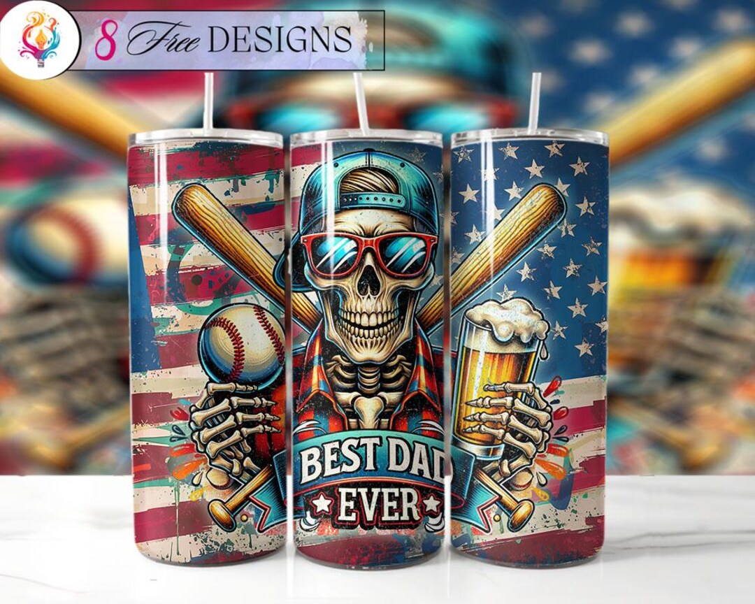 Baseball Dad Sublimation Design 20oz Tumbler Wrap Best Dad Ever Fathers ...