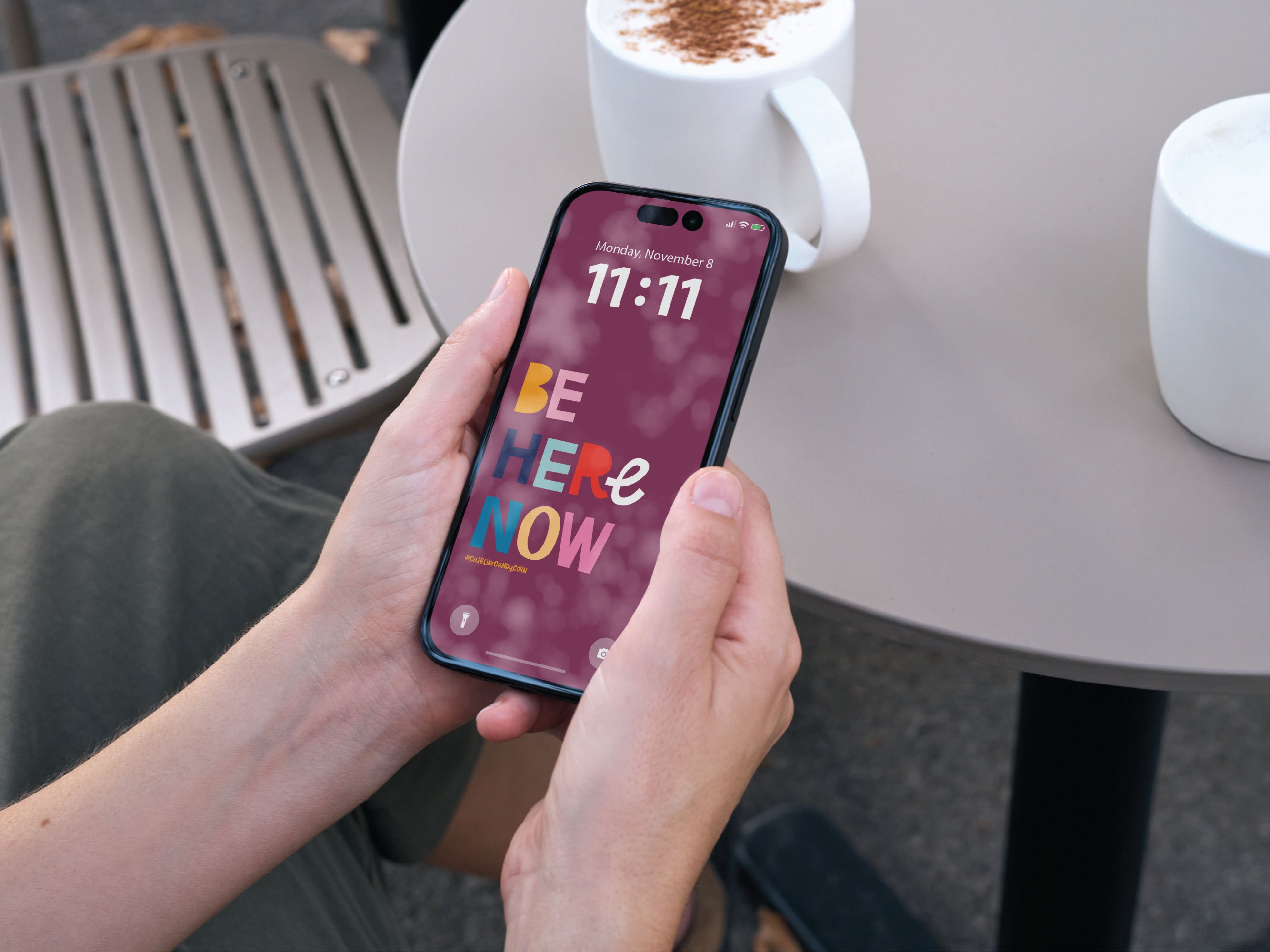 Be Here Now Set of 3 Vibrant Digital Phone Backgrounds, Typographic ...