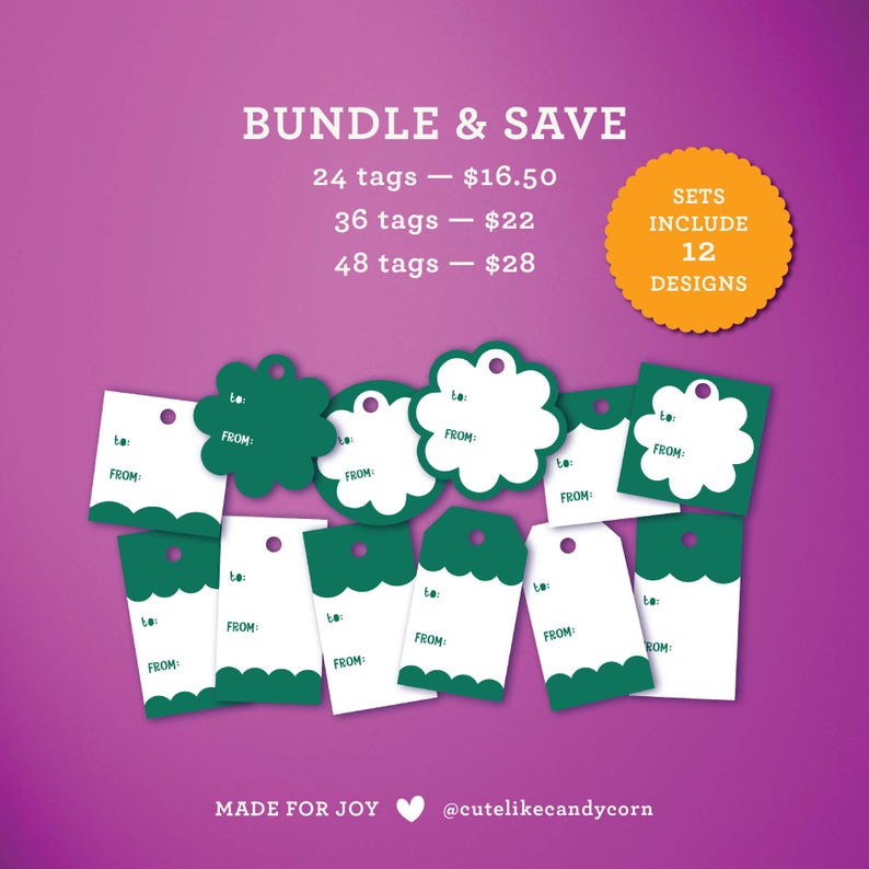 Spruce Scallop Christmas Gift Tag Sets – Modern Green & White Tags for ...