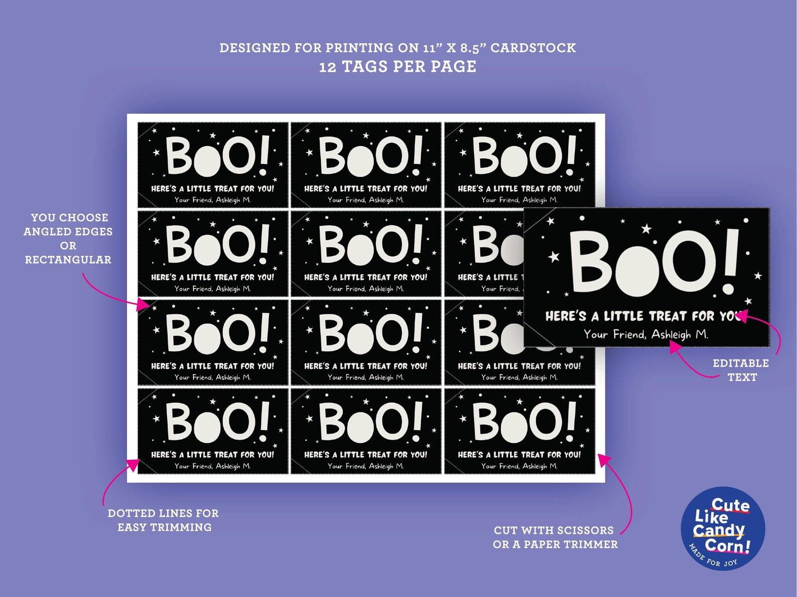 Boo! Here's a Little Treat for You! | Halloween Goodie Tags | Editable ...