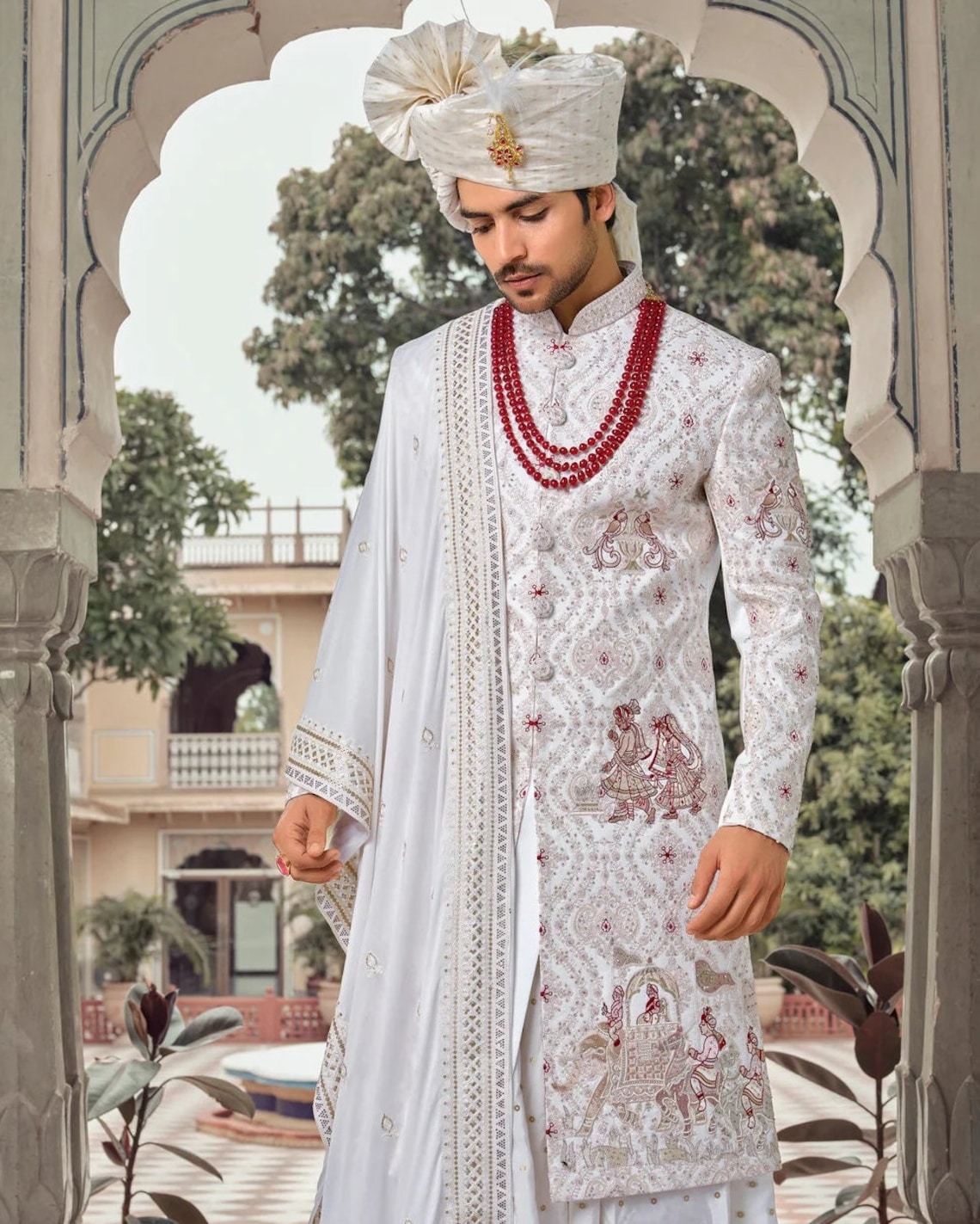 RAJPUTANA WHITE SHERWANI for Groom Indian Groom Dress Groom - Etsy