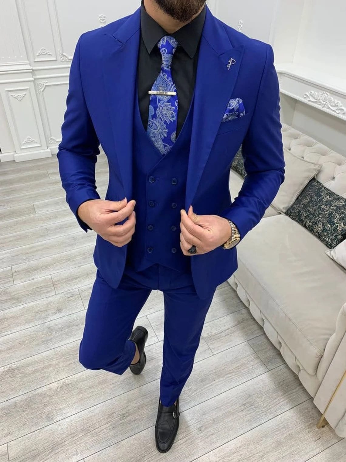 FINEST BLUE SUIT Men, Men Suit 3 Piece Blue, Groom Wedding Suit, Blue ...
