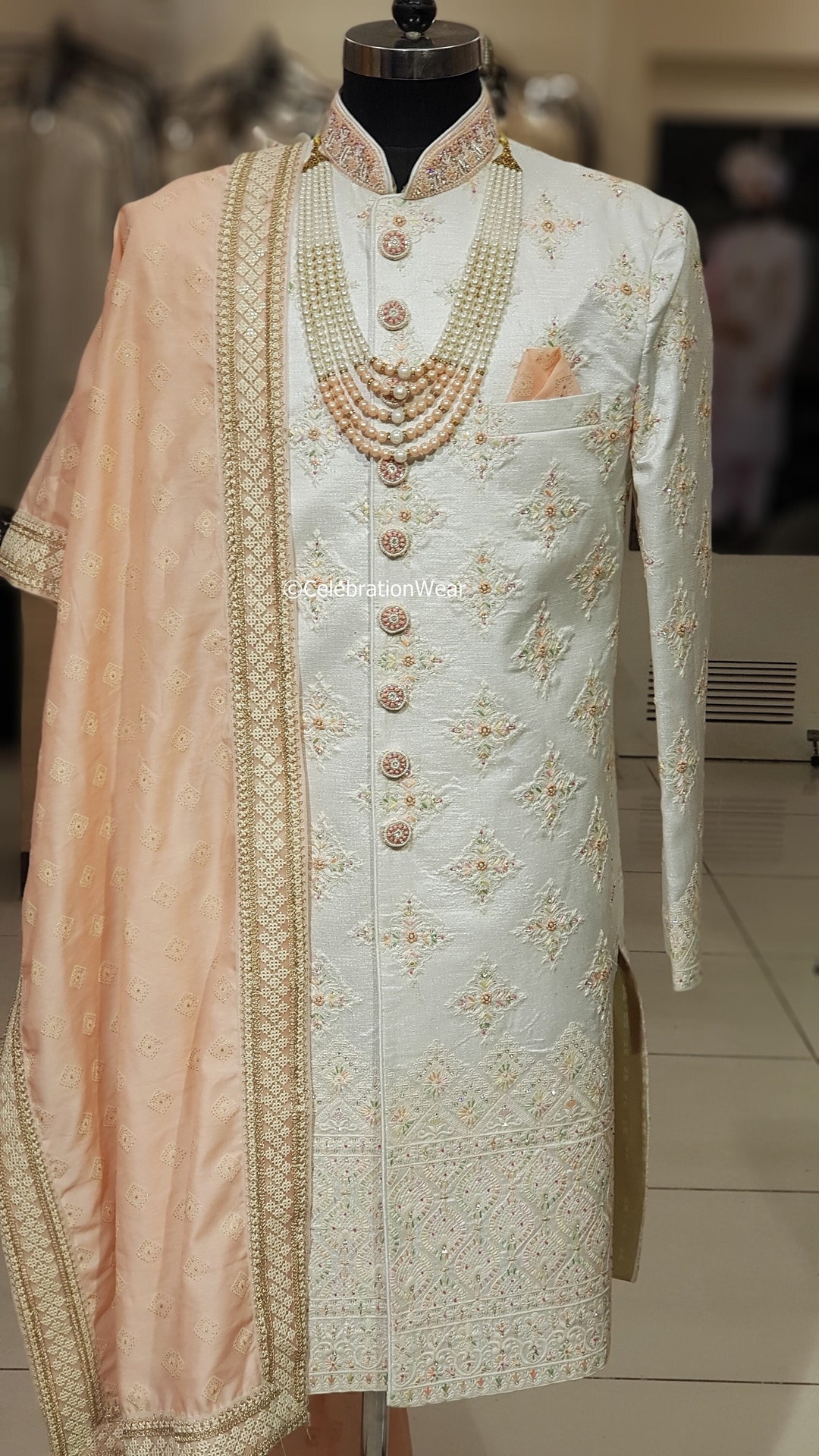 CLASSY WHITE SHERWANI for Men, White Sherwani Men Wedding, Groom ...