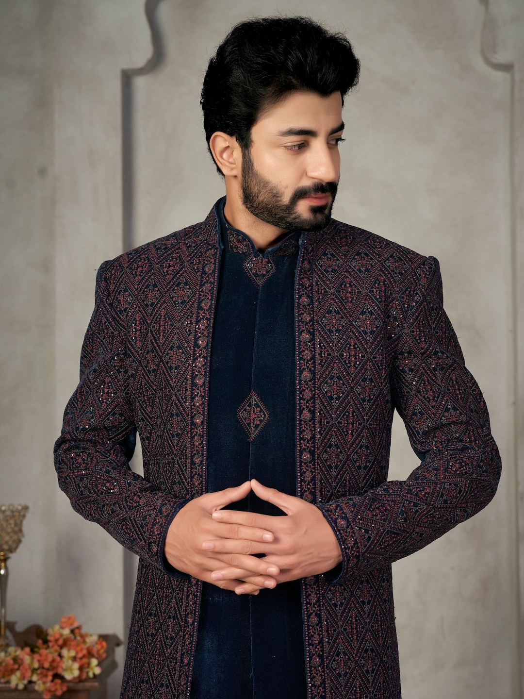 GROOM BLUE OUTFIT, Men Wedding Sherwani, Groom Wedding Dress, Men Blue ...
