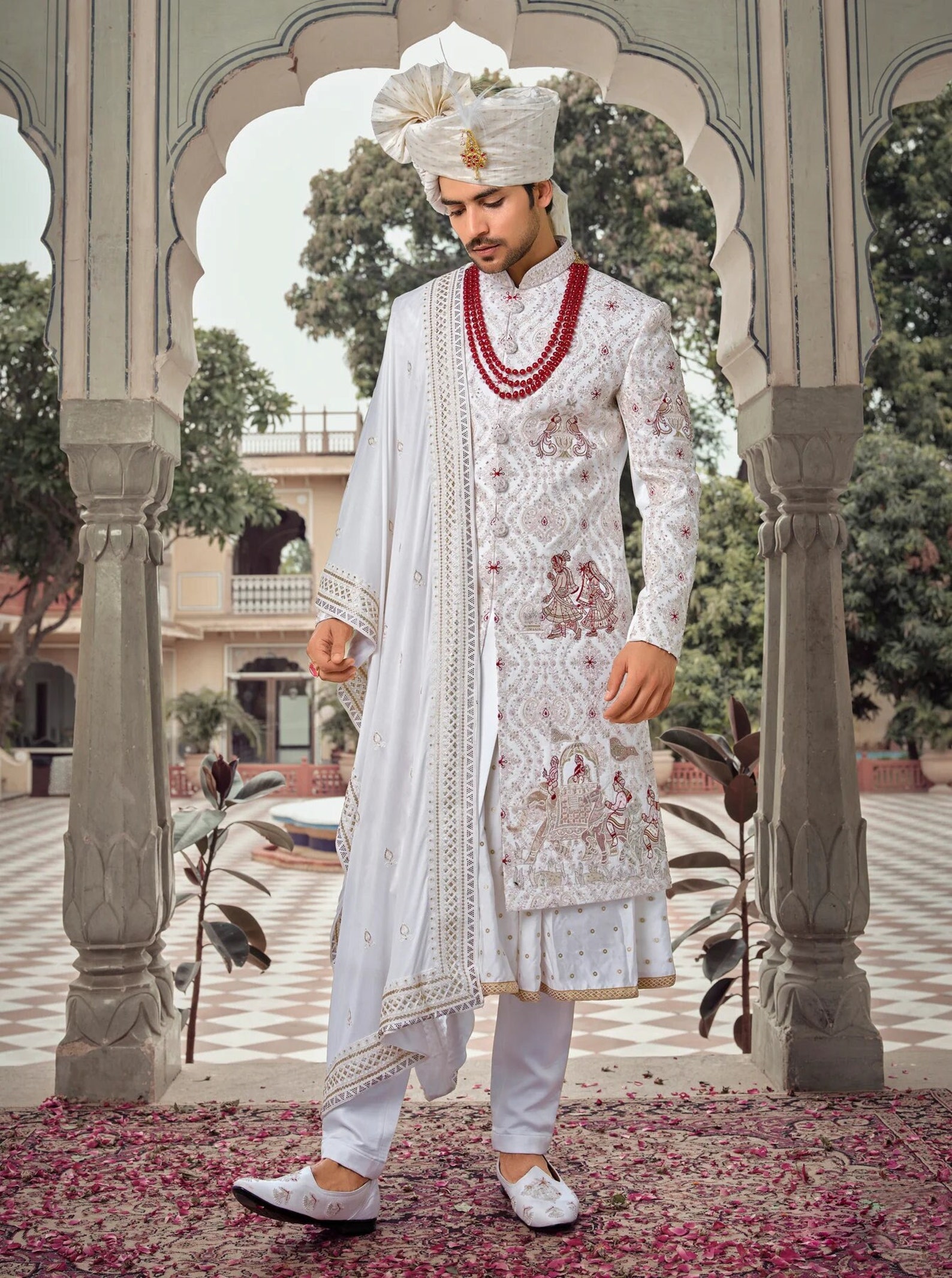 RAJPUTANA WHITE SHERWANI for Groom Indian Groom Dress Groom - Etsy