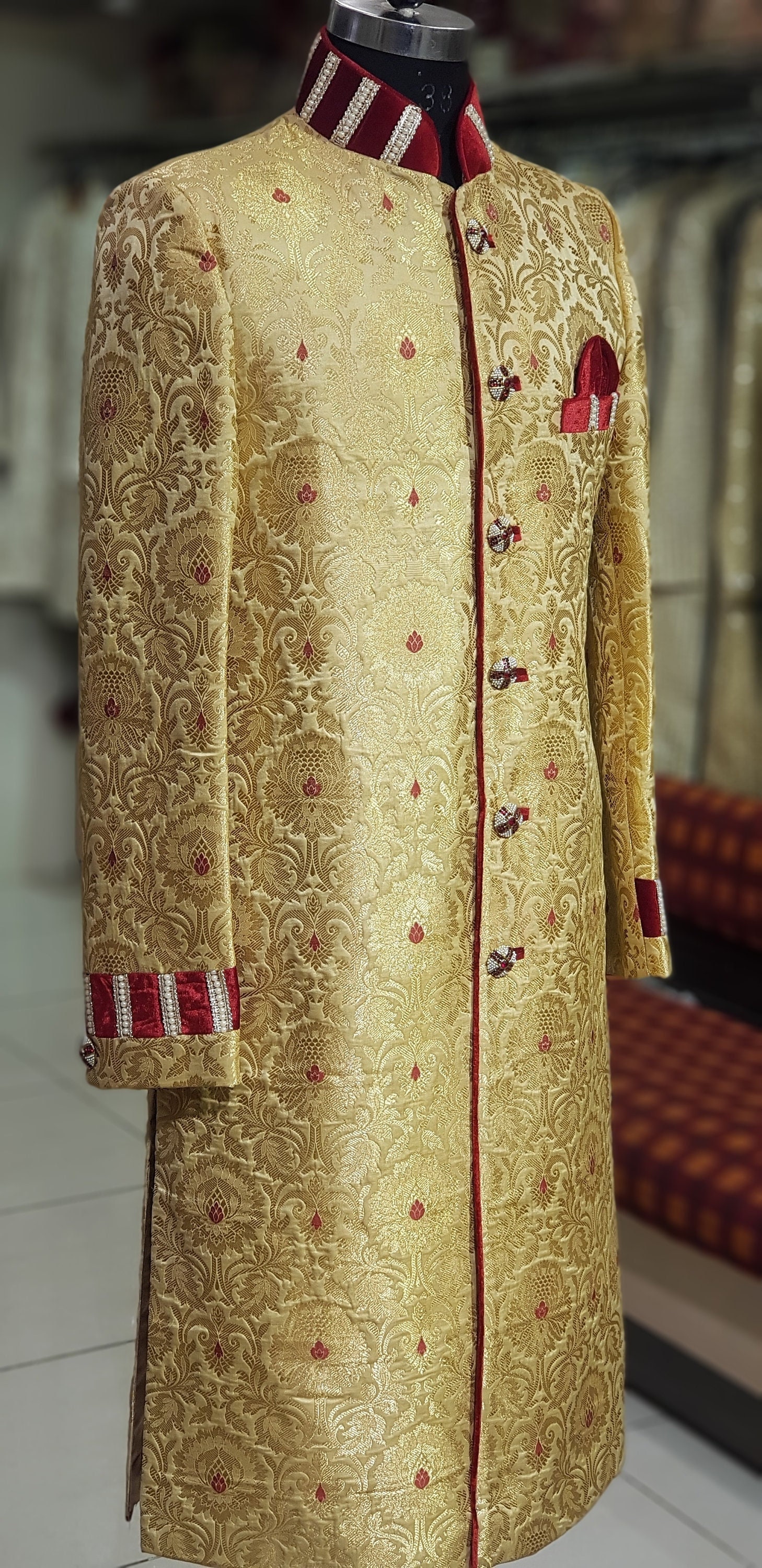 CLASSIC GOLDEN SHERWANI for Men Golden Sherwani Jodhpuri - Etsy