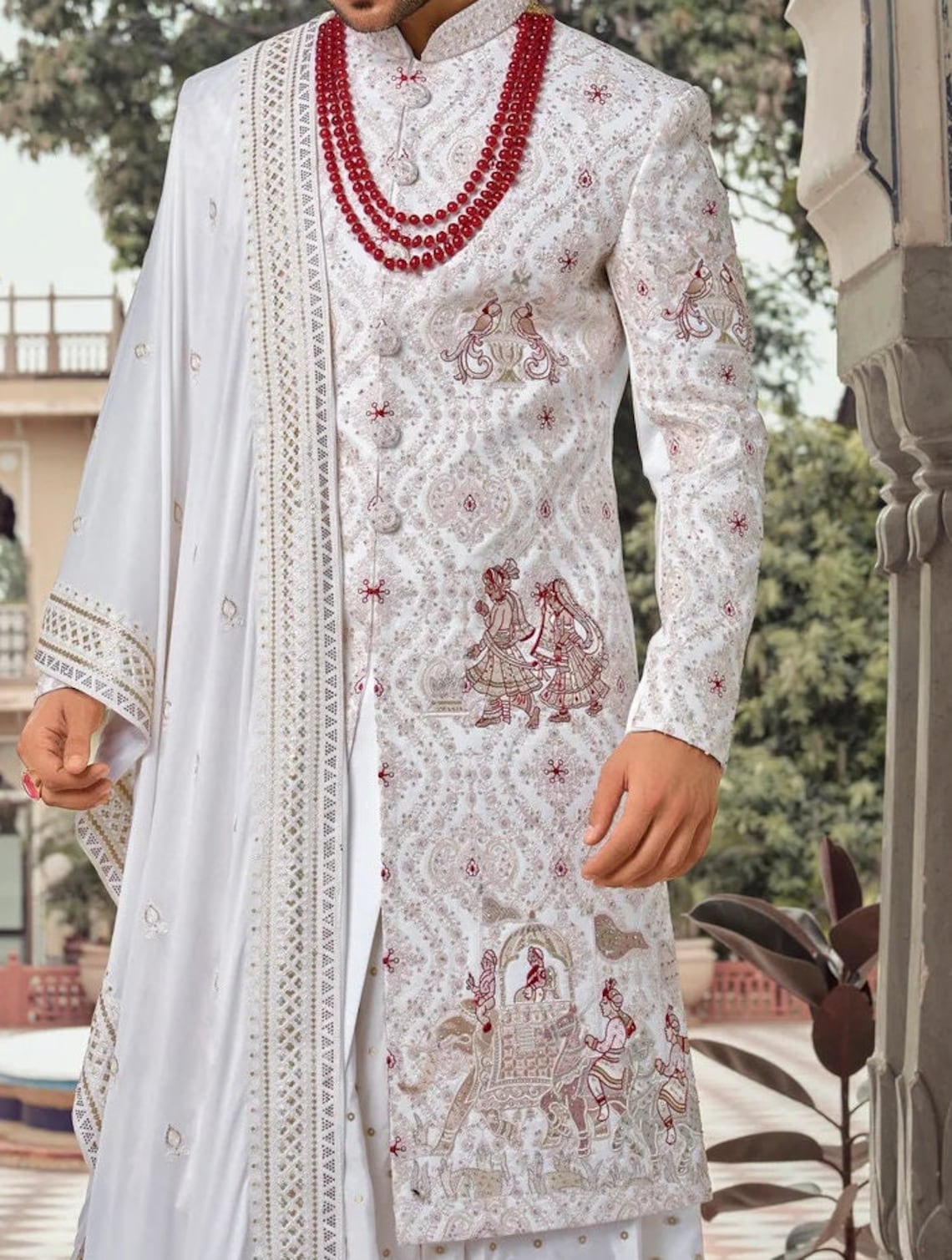 RAJPUTANA WHITE SHERWANI for Groom Indian Groom Dress Groom - Etsy