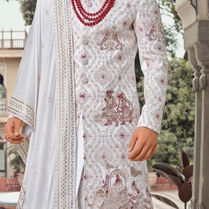 RAJPUTANA WHITE SHERWANI for Groom Indian Groom Dress Groom - Etsy