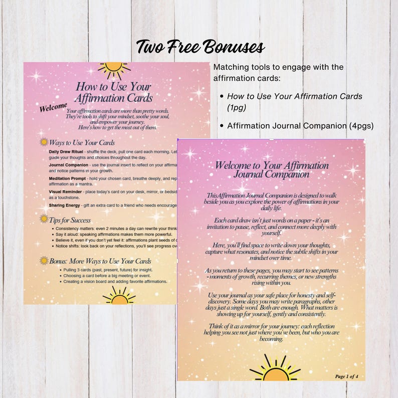 Printable Affirmation Card Deck for Positivity Digital Journal Inserts ...