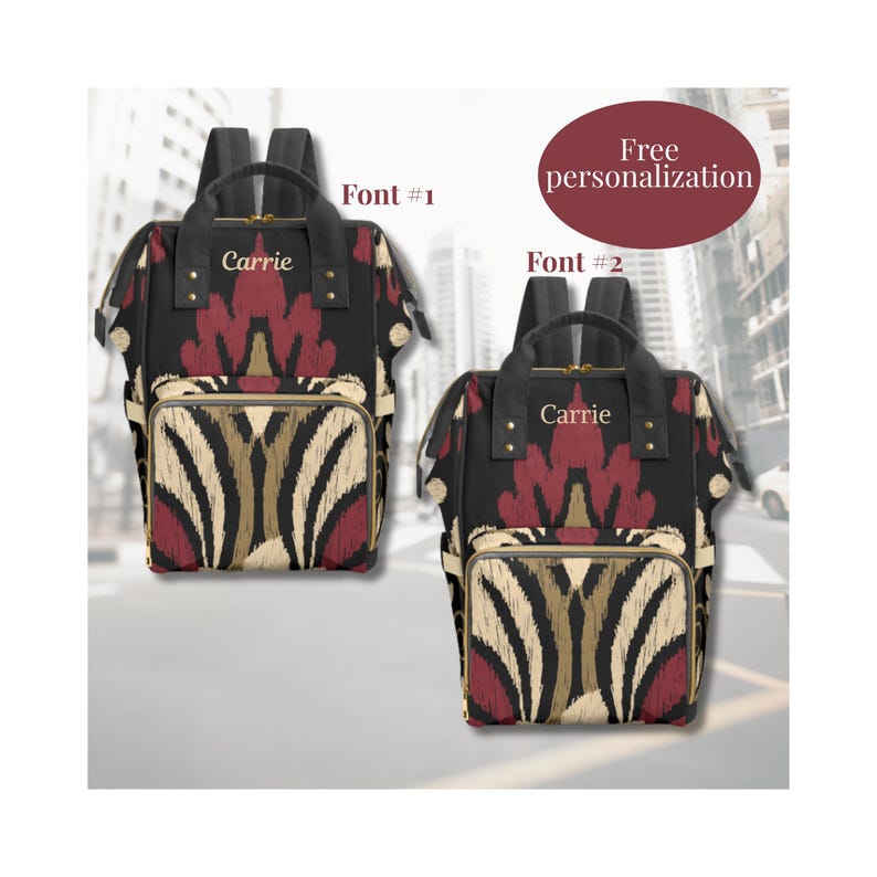 Custom Colorful Canvas Backpack Travel Bag Daypack Personalized Ikat ...