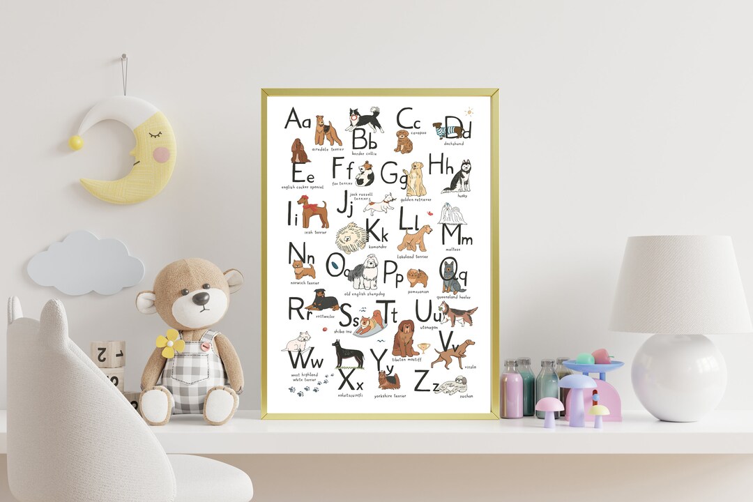 Dogs Alphabet Print Letters ABC Poster Wall Art for Nursery - Etsy