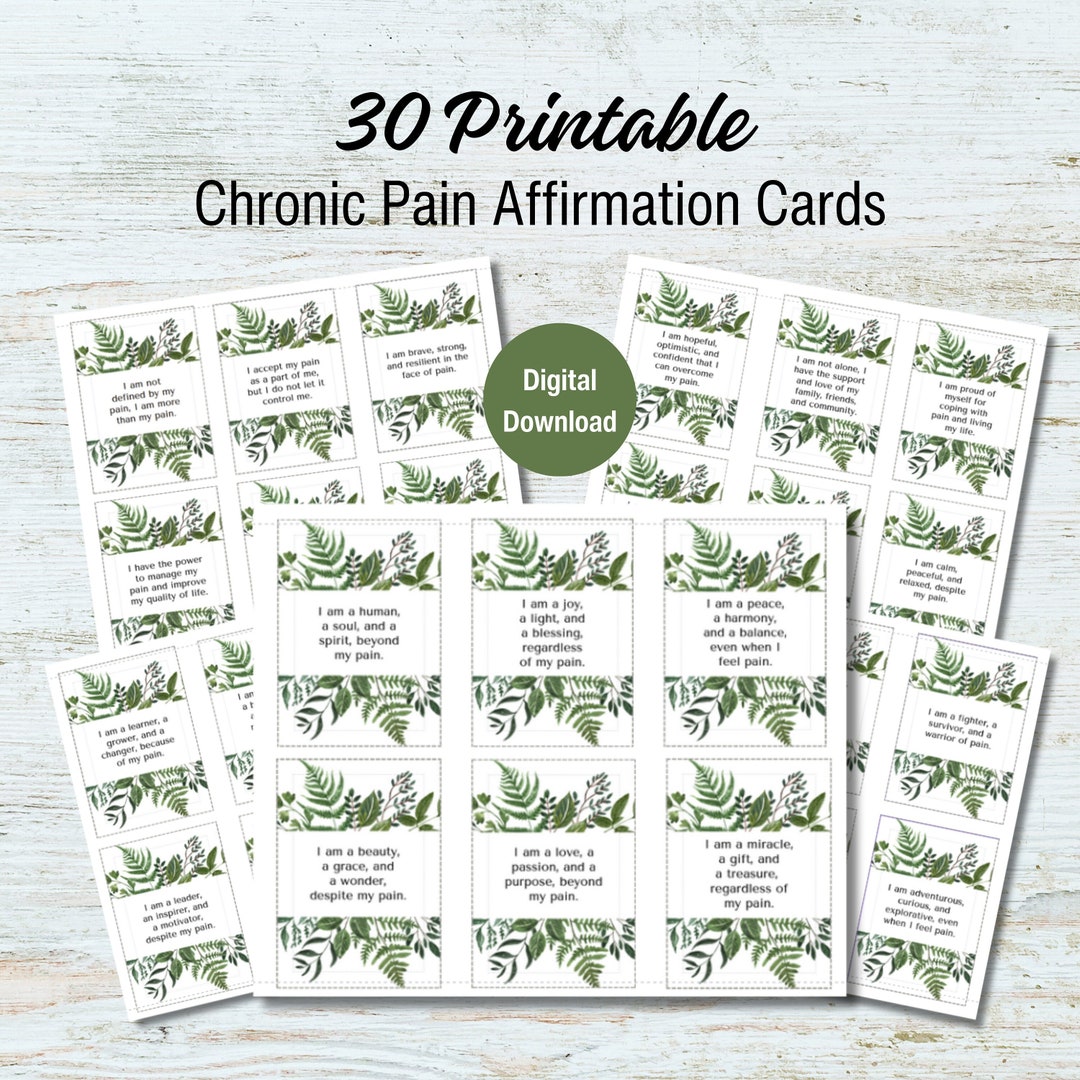 30 Chronic Pain Affirmation Cards Digital Download Motivational ...