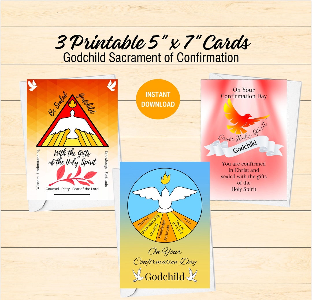 Godchild Confirmation Greeting Cards Instant Download 3 Confirmation ...