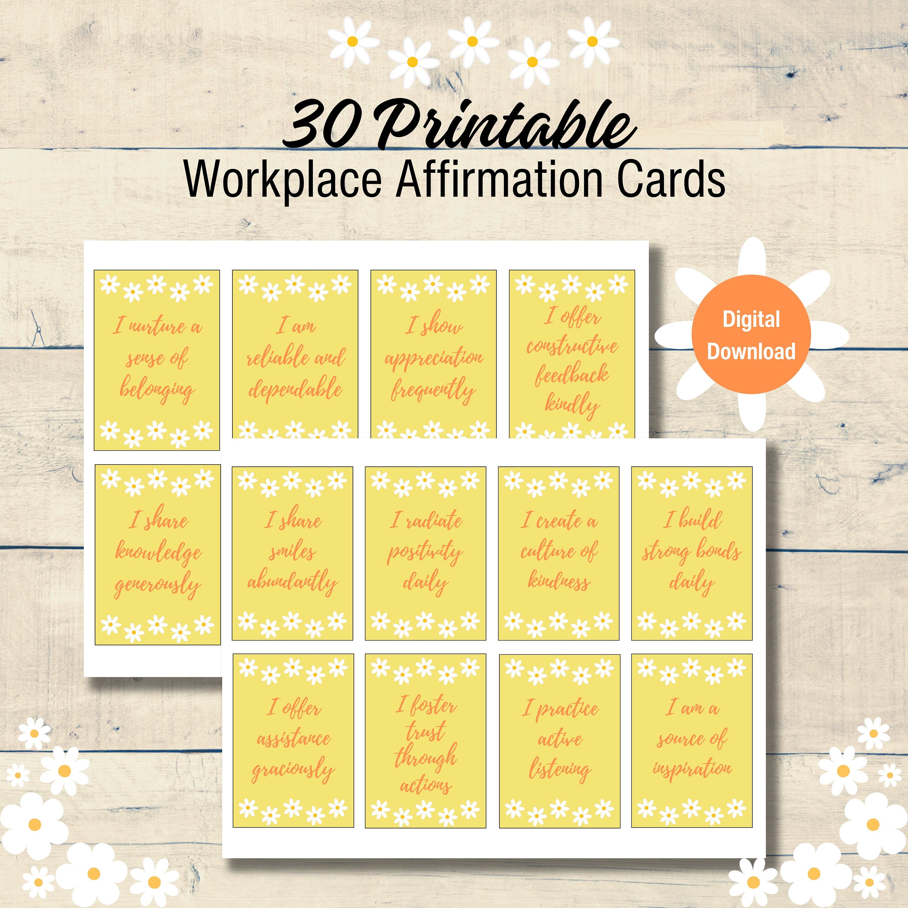 30 Workplace Affirmation Cards Digital Download Positive Coworker Deck ...