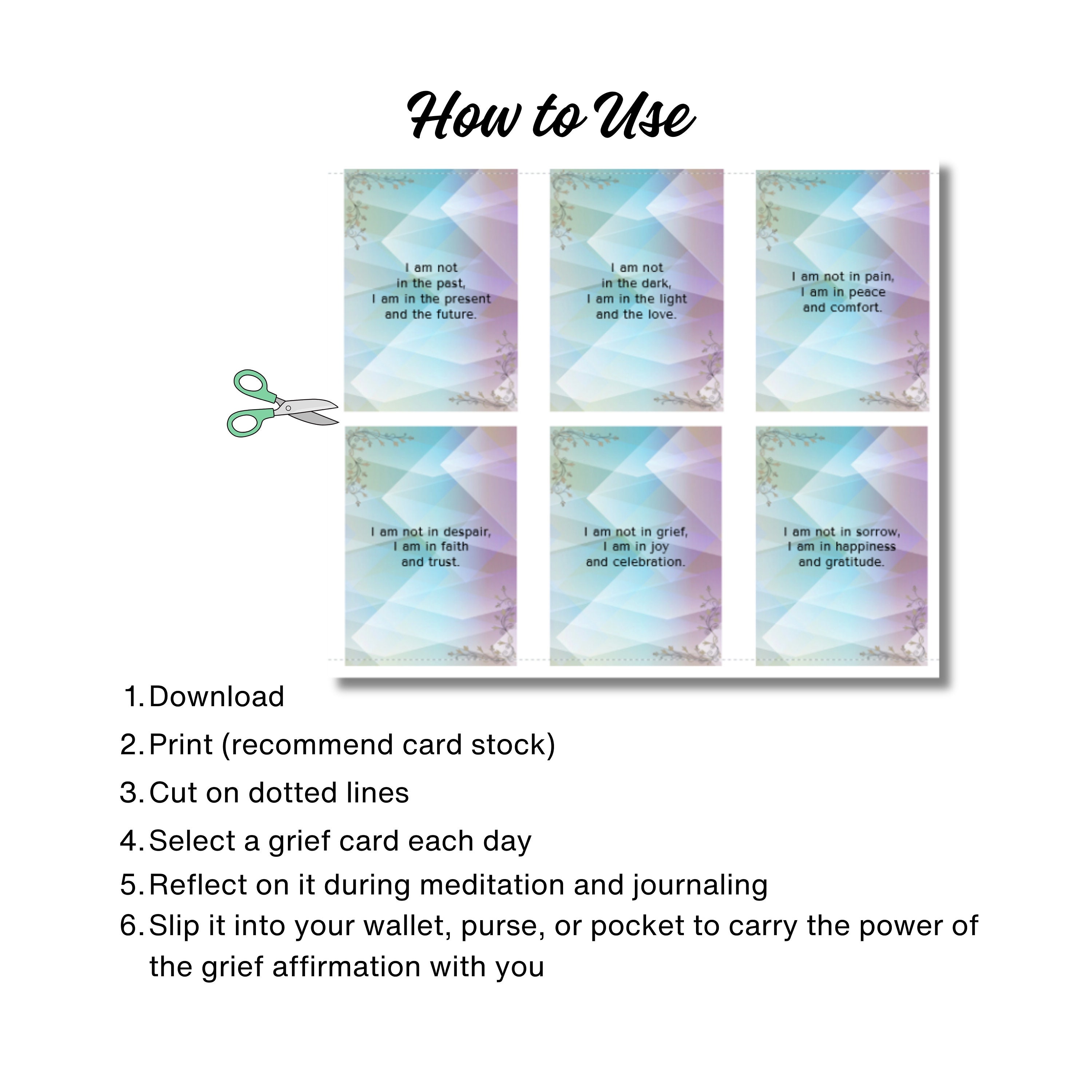 30 Grief and Loss Affirmation Cards, Digital Download, Grief Loss Card ...